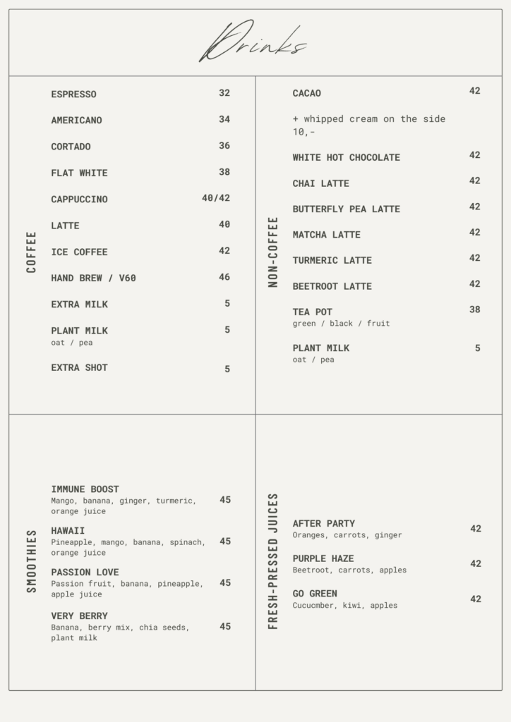 Menu - North Folk Café
